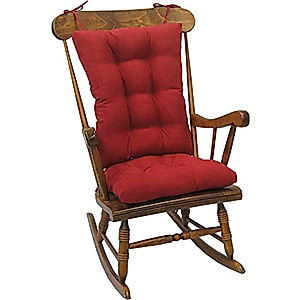 Klear Vu Omega Non-Slip Rocking Chair Cushion Set with Thick Padding and Tufted Design, Includes Seat Pad & Back Pillow with Ties for Living Room Rocker, 17x17 Inches, 2 Piece Set, Red