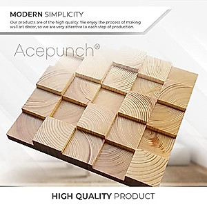 Acepunch 6 Artistic 3D Mosaic Premium High-Grade Finland Wooden Wall Art Panel Room DIY Acoustic Sound Diffuser STC 27 Home Studio Wood Soundproofing Noise Reduction Wood Decor 12x12in AP1254