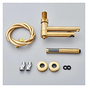 MIYANXI Brushed Gold Bathtub Faucet Swivel Spout Shower Faucet Wall Mounted Hot Cold Water Mixer Compatible with Bathroom Chrome Bath Shower Faucet,Kitchen Sink Faucet, Black, WJ5501