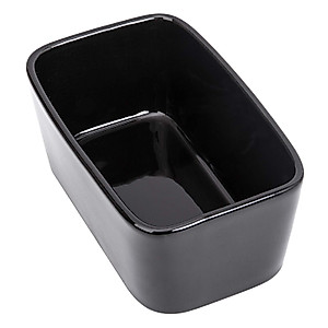 Butter Dish with Cover - Ceramics Butter Container with Bamboo Lid for Countertop,Double-layer Silicone Sealing Larger Butter Dishes with Covers Perfect for East West Coast Butter (Black with Words)