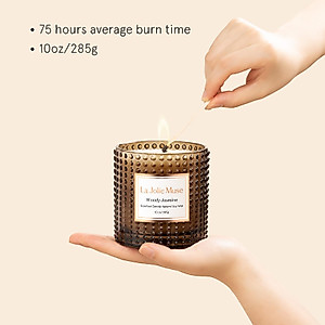 LA JOLIE MUSE Woody Jasmine Candles for Home Scented, Luxury Candles for Women, Candles Gifts for Women, Natural Soy Wax Candles, 75 Hours 10 OZ
