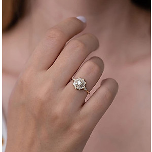 Awmnjtmgpw 18K Gold Cubic Zircon Ring Personalized Full Diamond Engagement Ring Women's Jewelry Size 6-10 (Size 9)