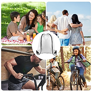 KUUQA 2 Pcs White Drawstring Backpack Drawstring Bag Bulk Sports Cinch Bags String Backpack Storage Bags for Gym Traveling