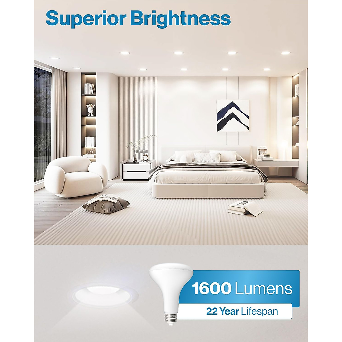 Sunco 12 Pack BR30 LED Bulbs 1600 Lumens, Indoor Flood Lights 16W Equivalent 100W 5000K Daylight E26 Base, Interior Dimmable Recessed Can Light Bulbs - UL Listed