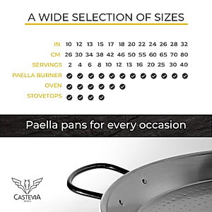 Vaello by Castevia Imports Polished Steel Valenciano paella pan 17Inches / 42cm / 10 servings