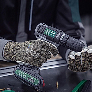 ANDANDA Level 5 Cut Resistant Gloves, Aramid Suture, Cow Split Leather Work Gloves Suitable for Men/Women Working in Gardening, Large/1 Pair