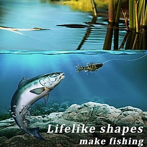 Fishing Lures Multi Jointed Fish Fishing Kits Slow Sinking Lifelike Swimbait Freshwater and Saltwater Crankbaits for Trout Bass Lures, 3 Pack