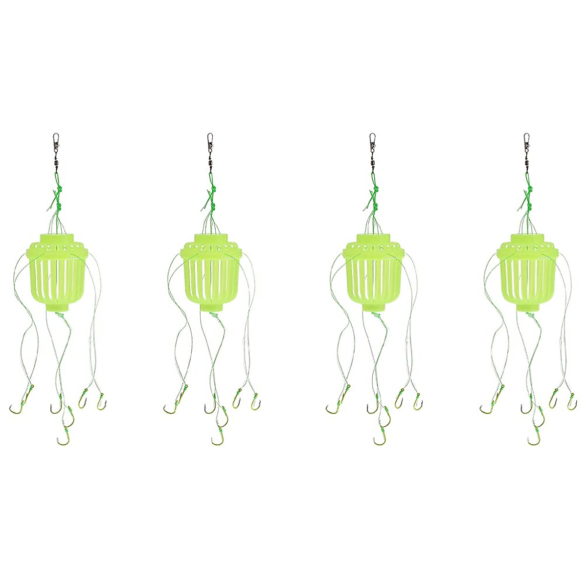 BESPORTBLE 4pcs Fishing Lure Hook Luminous Carp Fishing Cage Basket Outdoor Fishing Feeder Hook Trap Fishing Bait Cage Tackle Supplies