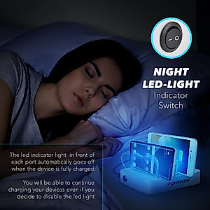 Poweroni USB Charging Dock - 4-Port - Fast Charging Station for Multiple Devices Apple - Multi Device Charger Station - Compatible with Apple iPad iPhone and Android Cell Phone and Tablet