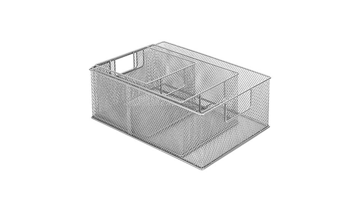MyGift Silver Metal Wire Baskets - 3-Piece Pantry Organizer Set