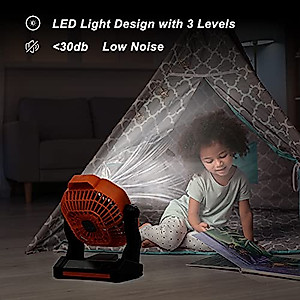 Camping Fan with LED Lantern, Portable Fan Rechargeable USB Table Fan, Battery Operated Fan 270°Head Rotation & Stepless Speed for Camping Accessories, Bedroom, Table, Tent, Travel