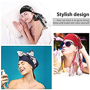 4 Pieces Headwear Turban Sleep Beanie Head Scarf Long Hair Head Turbans for Women (Floral Style)