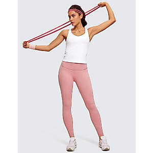 CRZ YOGA Butterluxe Womens V Neck Workout Tank Tops with Built in Bras - Sleeveless Padded Racerback Yoga Athletic Camisole White Medium