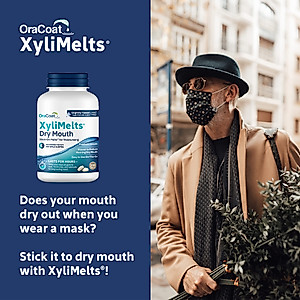 Oracoat XyliMelts Dry Mouth Relief Moisturizing Stick-On-Melts w/Xylitol, 230 Count, Slightly Sweet, Helps Stimulates Saliva for Dry Mouth, Non-Acidic