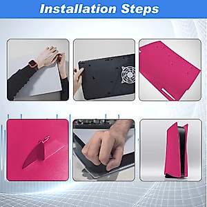 for PS5 Plate with Black Middle Skin, Cover Shell Faceplate for PS5 Disc Edition, Hard Shockproof Dustproof Matte Cover Replacement Side Plate Shell for Playstation 5 Console(Cosmic Red)