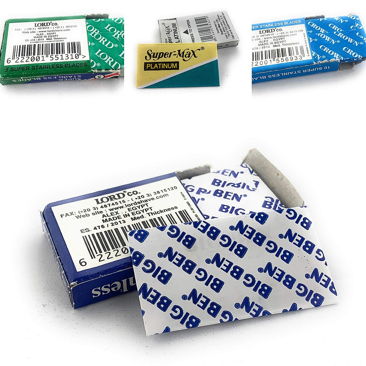 G.B.S Styptic Powder Razor Burn Relief Face Neck Razor Cuts and Nicks Soothes Skin and Pore After Shave, Double Edges Variety Double Edge Razor Blade Refills, Pack of 32