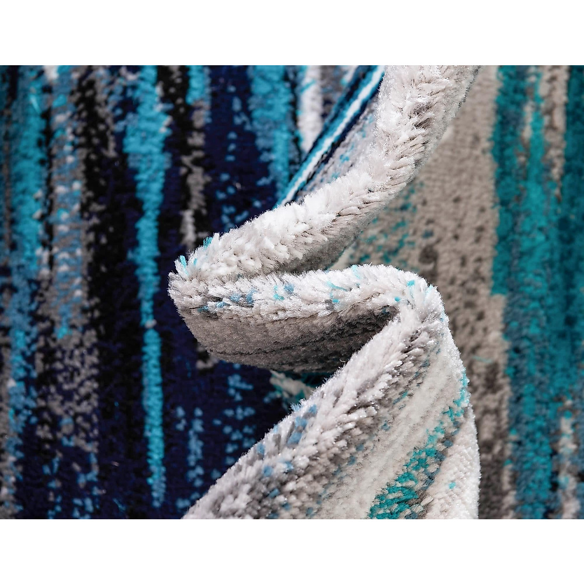 Unique Loom Metro Collection Area Rug (6' 1" x 9' Rectangle, Navy Blue/ Beige)