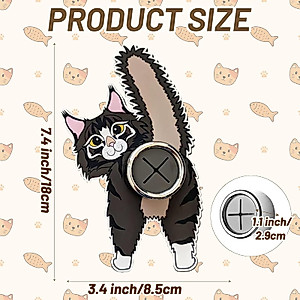 Funny Cat Butt Towel Holder Round Push Towels Cat Hooks with Adhesive Backing，Wall Mount Dishcloth Hook Hanger Dark Brown Prank Cat Hanging Decor，for Home Kitchen Bathroom Cabinet Without Drilling