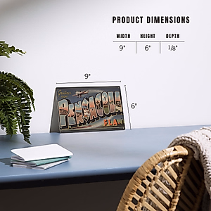 Lantern Press 6x9 Inch Wood Sign, Ready to Hang Wall Decor, Greetings from Pensacola, Florida (Airplanes)