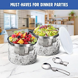 LIMOEASY Chilled Dip Bowl, 25 oz Ice Serving Bowl with Lid for Parties, Cold Serving Dish for Shrimp Cocktail, Hummus, Salsa, Guacamole, Sauces, Pasta, Condiments, Dressing, Snacks