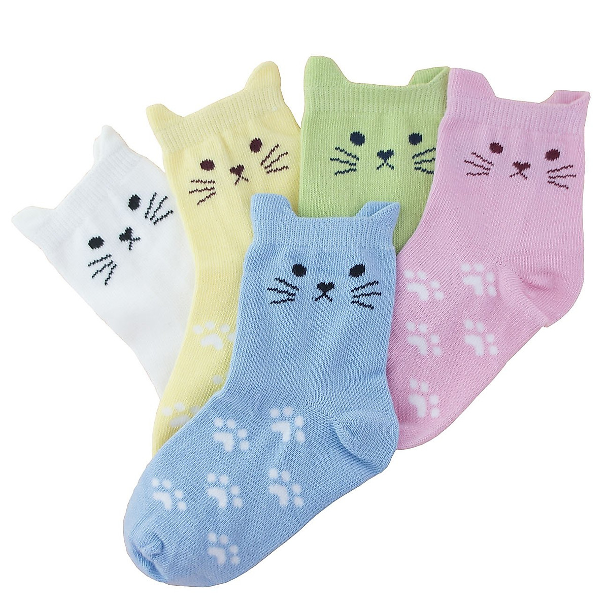 T.H.L.S Youth Girls Cotton Novelty Cats Crew Seamless Socks - Shoe Size 2-5(8-12 Years)