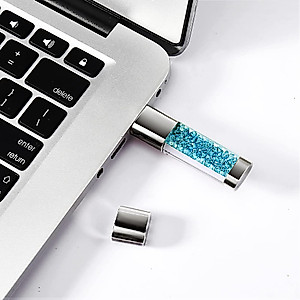 Lovely Diamond USB 2.0 Flash Drive Data Storage Memory Stick USB Stick Pendrive Gift (64GB, Lake Blue)