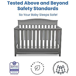Delta Children Emery 4-in-1 Crib, Grey with Twinkle Stars Crib & Toddler Mattress