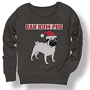 Instant Message - Bah Humpug Ugly Christmas Holiday Ladies Lightweight French Terry Pullover - Size Small Heather Charcoal