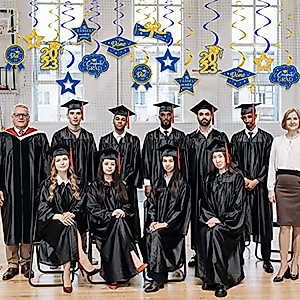 16 PCS Graduation Hanging Swirls Ceiling Decorations Blue Class of 2023 Graduation Party Congrats Grad Hanging Swirl Graduation Party Decoration Kit for Indoor & Outdoor Graduation Party Supplies