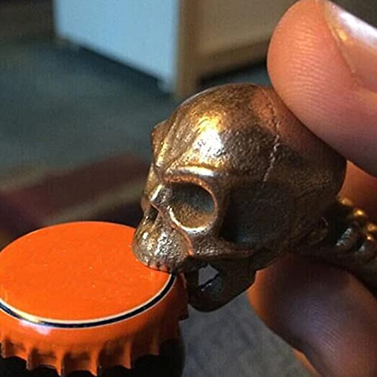 TTXS Skull Bottle Opener,Skull Bottle Opener Keychain Ring,Beer Bottle Opener with Magnetic Cap Catcher,Home Bartender Restaurant DéCor Made of Stainless Alloy