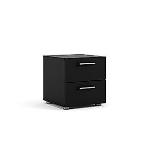 Tvilum 2 Drawer Bedroom Nightstand Nighstand, 15.75 in x 15.85 in x 16.65 in, Black