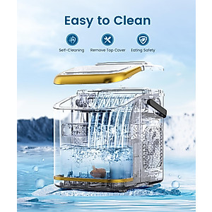 Ice Makers Countertop, Portable Ice Machine with Carry Handle, 26.5lbs/24Hrs, 6Mins/9 Ice Cubes, Self-Cleaning Countertop Ice Maker with Ice Basket/Scoop,for Home Bar Camping RV(Black)