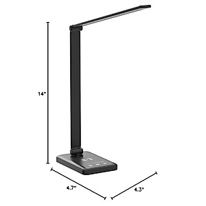 LED Desk Lamp with USB Charging Port,Eyes Caring Dimmable Office Lamp,Reading Desk Light Touch Control with 5 Modes 10 Lightings,30/60 Mins Timer Table Lamp,Desk Lamps for Home Office Dorm