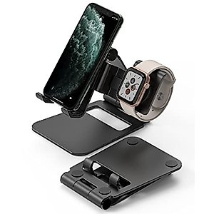 Ringke Super Folding Stand, 2 in 1 Portable Smartphone & Smartwatch Stand Compatible with Apple Watch 5, iWatch 4, iWatch 3, iWatch 2, iWatch 1, iPad Mini
