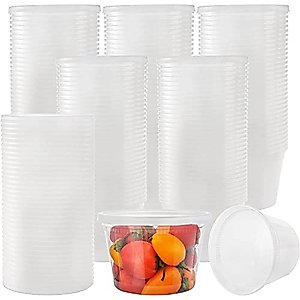Lawei 70 Pack Plastic Deli Food Containers with Lids - 16 Oz Food Storage Containers Freezer Deli Cups for Soup, Party Supplies, Meal Prep and Portion Control