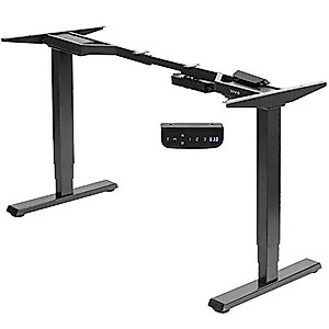 VIVO Electric Dual Motor Stand Up Desk Frame for 40 to 84 inch Table Tops, Frame Only, 3 Stage Height Adjustable DIY Workstation with Touch Screen Controller, Black, DESK-V103E