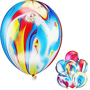 24 Pieces Tie Dye Agate Marble Balloons 10 Inches Tie Dye Swirl Latex Balloons for Theme Party Birthday Party Festival Wedding Baby Shower Decorations (Colorful)