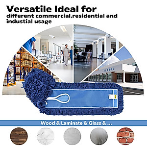 Matthew Cleaning 24'' Industrial Strength Cotton Dust Mop Refill Washable Replacement Heads for Residential & Commercial Use Fit Standard Dust Mop Frames, Hardwood, Laminate, Concrete Floors 3 Pack