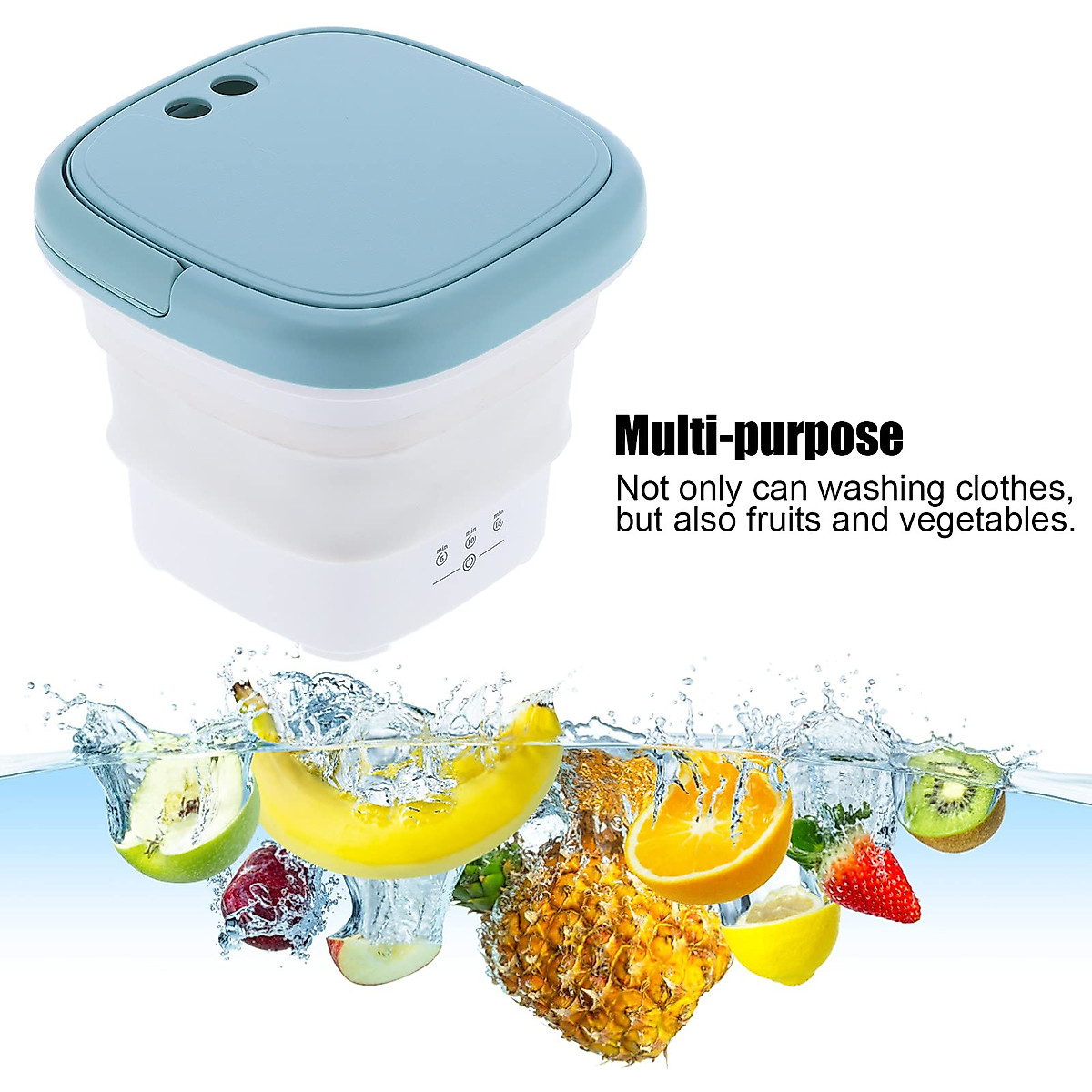 Foldable Mini Washing Machine Portable Lightweight Electric Laundry Washer for Washing Baby Clothes Underwear Towel at Home Apartment Dorm RVs Small Places and Outdoor Camping Travel(blue)