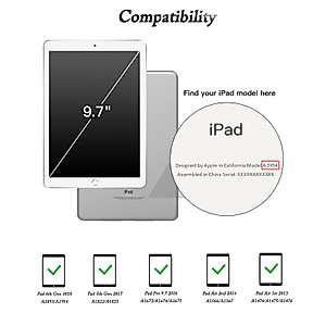 Keyboard Case for iPad 6th/5th Generation 9.7 inch, Slim Folio Smart Case with Pencil Holder for iPad Air 2, Rechargeable, Detachable Wireless Keyboard with 7 Color Backlit for iPad Pro 9.7 - Black