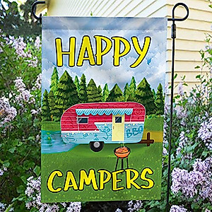 ANLEY Garden Flag Happy Campers - Decorative Summer Vacation Garden Flags - Double Sided & Weather Resistant & Double Stitched - 18 X 12.5 Inches
