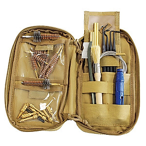 BIRCHWOOD CASEY Rifle & Handgun Range Cleaning Kit | Durable Versatile Cleaning Scrubbing Supplies 29 Piece Set | Soft Sided Case Included
