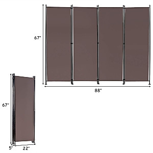 Giantex 4 Panel Room Divider, 5.6 Ft Tall Folding Privacy Screen, Freestanding Lightweight Portable Wall Partition Divider and Separator for Bedroom Home Office Apartment Studio
