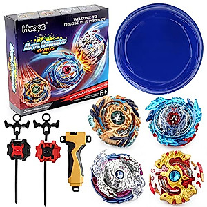 Bey Battling Spinning top for Kids Boys Ages 6+, Battling Game Toys, High Performance Tops with Launcher and Grip Starter, Gyro Toy Set Gift Packed in Storage Case Includes 4 Burst Gyros