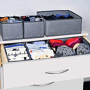 ULG Clothing Drawer Organizer Machine Washable Closet Drawer Dividers Foldable Sock Underwear Organizer Closet Dresser Drawer for Bras Socks Ties Belts Scarves Nursery Baby Clothe (Light Grey)