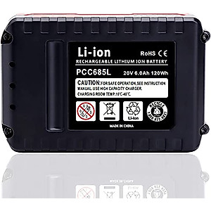 2Pack PCC685L 6.0Ah 20V Battery Replacement for Porter Cable 20V MAX Lithium-Ion Battery PCC682L PCC685LP PCC680L PCC681L Cordless Tools Battery