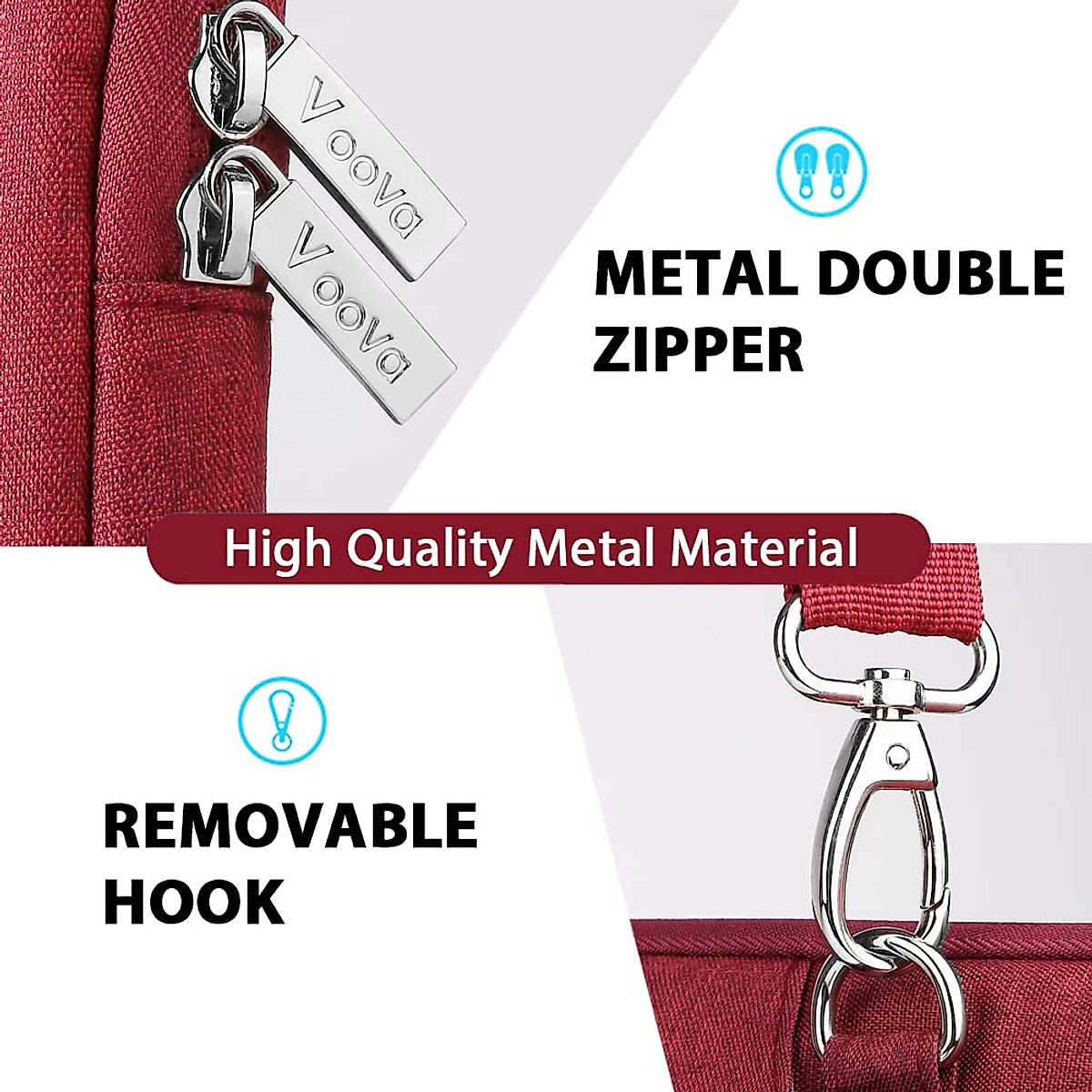 V Voova Laptop Bag Carrying Case 15 15.6 16 inch with Shoulder Strap for Women, Slim Computer Sleeve Compatible for MacBook Pro 15/16, Dell XPS 15, HP Asus Acer Lenovo Notebook, Red