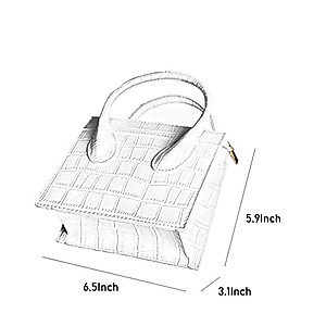 Tiny Purse Patent Leather Tote Mini Purse clutch Shoulder Bag Satchel Shape Crossbody Handbag (White-large)