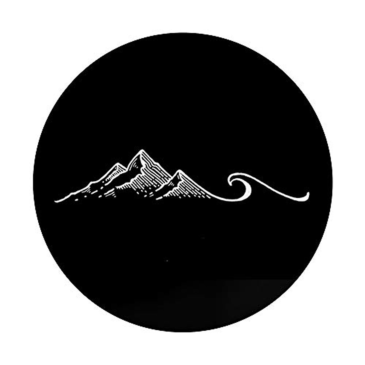 Cool Mountains Moon Watercolor Design on Black PopSockets Swappable PopGrip