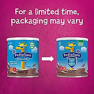 PediaSure Grow & Gain with Immune Support Shake Mix Powder,Kids Shake,23 Vitamins and Minerals,6g Protein,Helps Kids Catch Up On Growth,Non-GMO,Gluten-No,Chocolate,14.1-oz Can,3 Cans—24 Servings